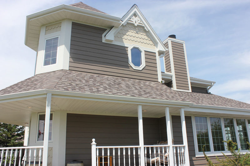 LP Smartside: Montana Suede Siding: White Trim: Almond Scallop: North ...